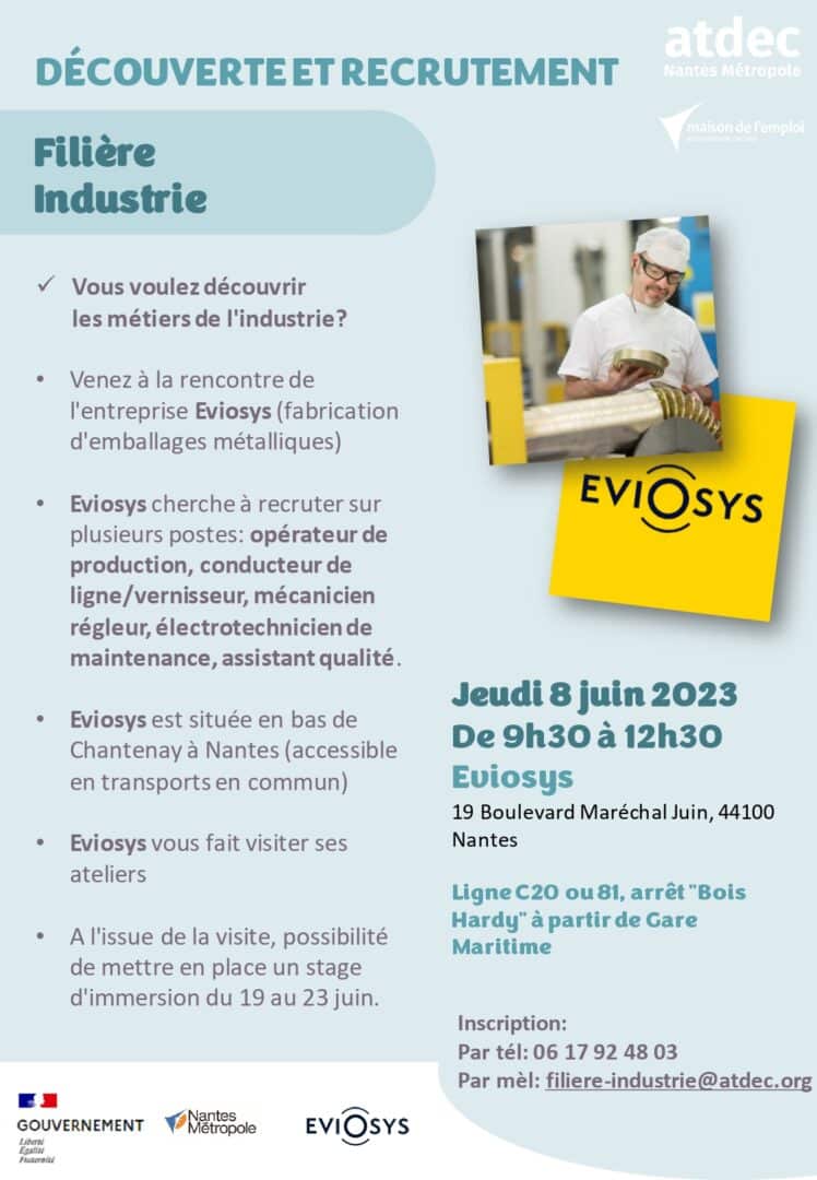Visite / Pré-recrutement Eviosys (métiers de l'industrie) - Atdec ...